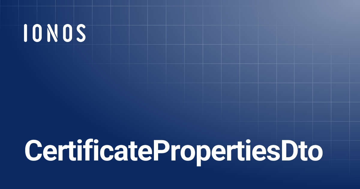 CertificatePropertiesDto | Java SDK